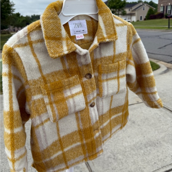 Zara | Jackets & Coats | Zara Yellow Plaid Jacket | Poshmark